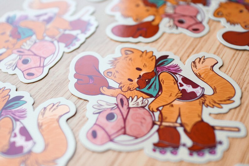 Roller Skate Sticker, Cowboy Cat Sticker, Cowboy Kitty, Roller Derby ...