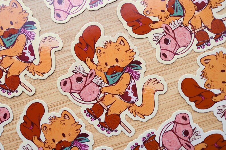 Roller Skate Sticker, Cowboy Cat Sticker, Cowboy Kitty, Roller Derby ...