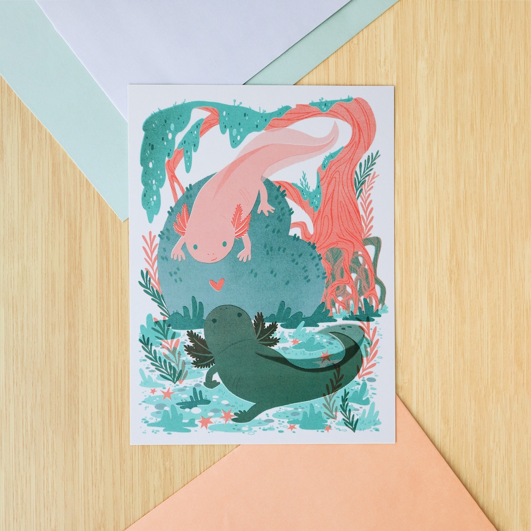 Axolotl Art, Axolotl Love, Axolotl Valentine, Axolotl Gifts, Cute ...