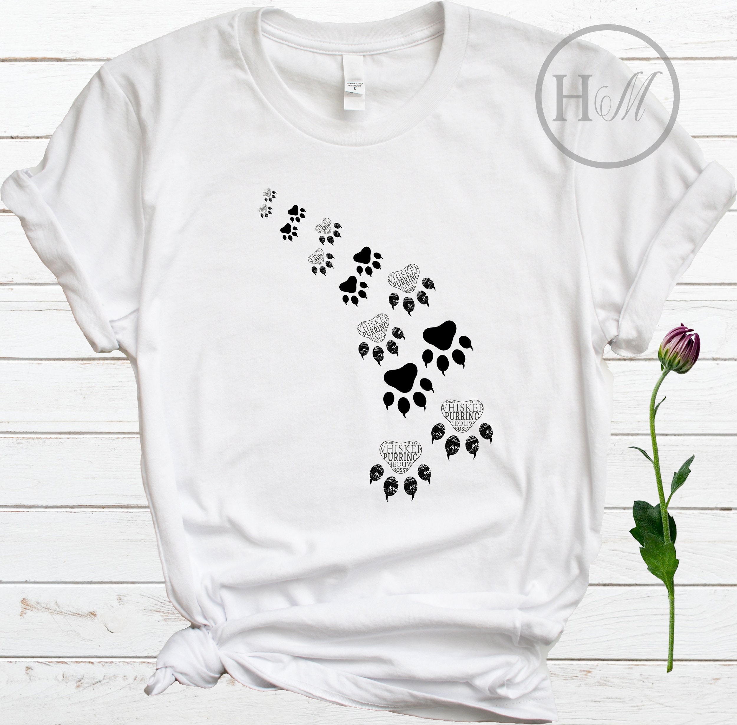 Paws T Shirt Cute Cat Pawprints Animal Footprint - Etsy
