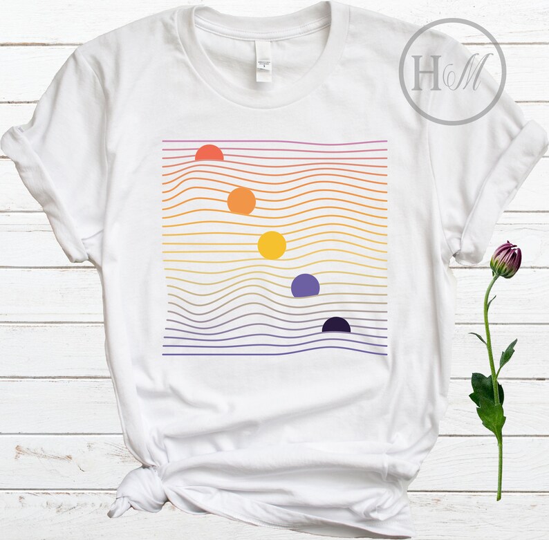 Sunrise Sunset Wave Art Shirt, Minimalist Line Art, Aesthetic Clothing ...