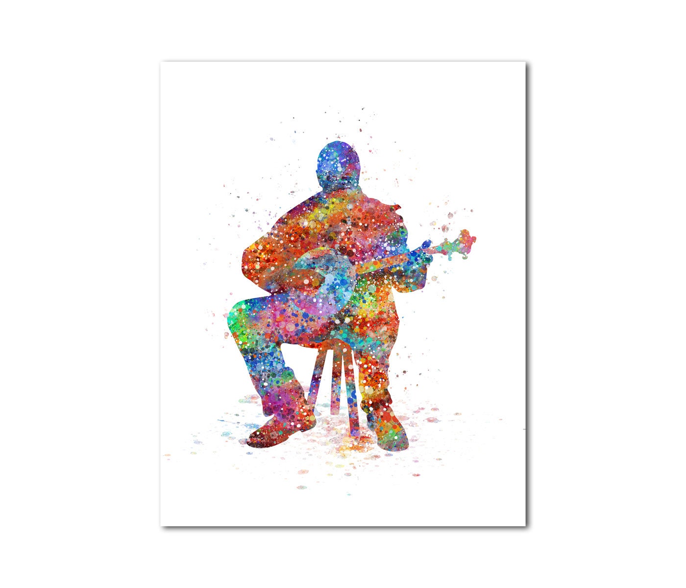 Colorful Banjo player Art Poster Print Watercolor Banjo | Etsy