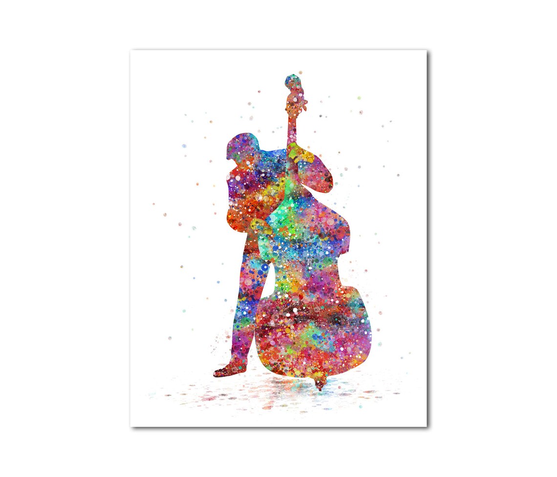 Bassist Art Print on Poster Colorful Bass Instrument Player | Etsy