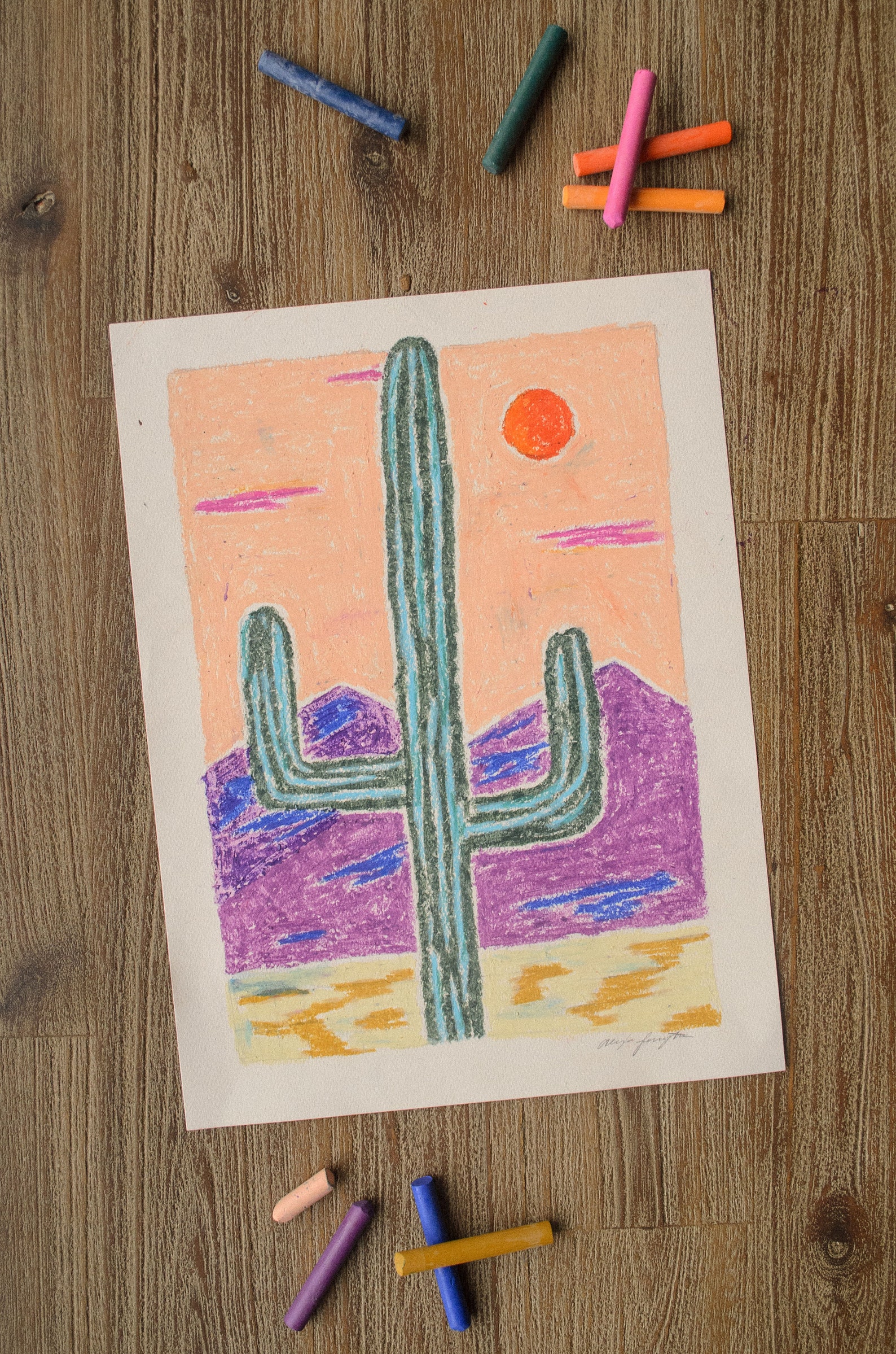 Prickly Pete / Cactus Oil Pastel / Original Art / Wall Art - Etsy