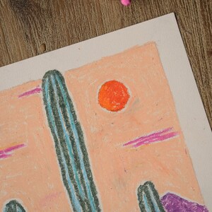 Prickly Pete / Cactus Oil Pastel / Original Art / Wall Art - Etsy