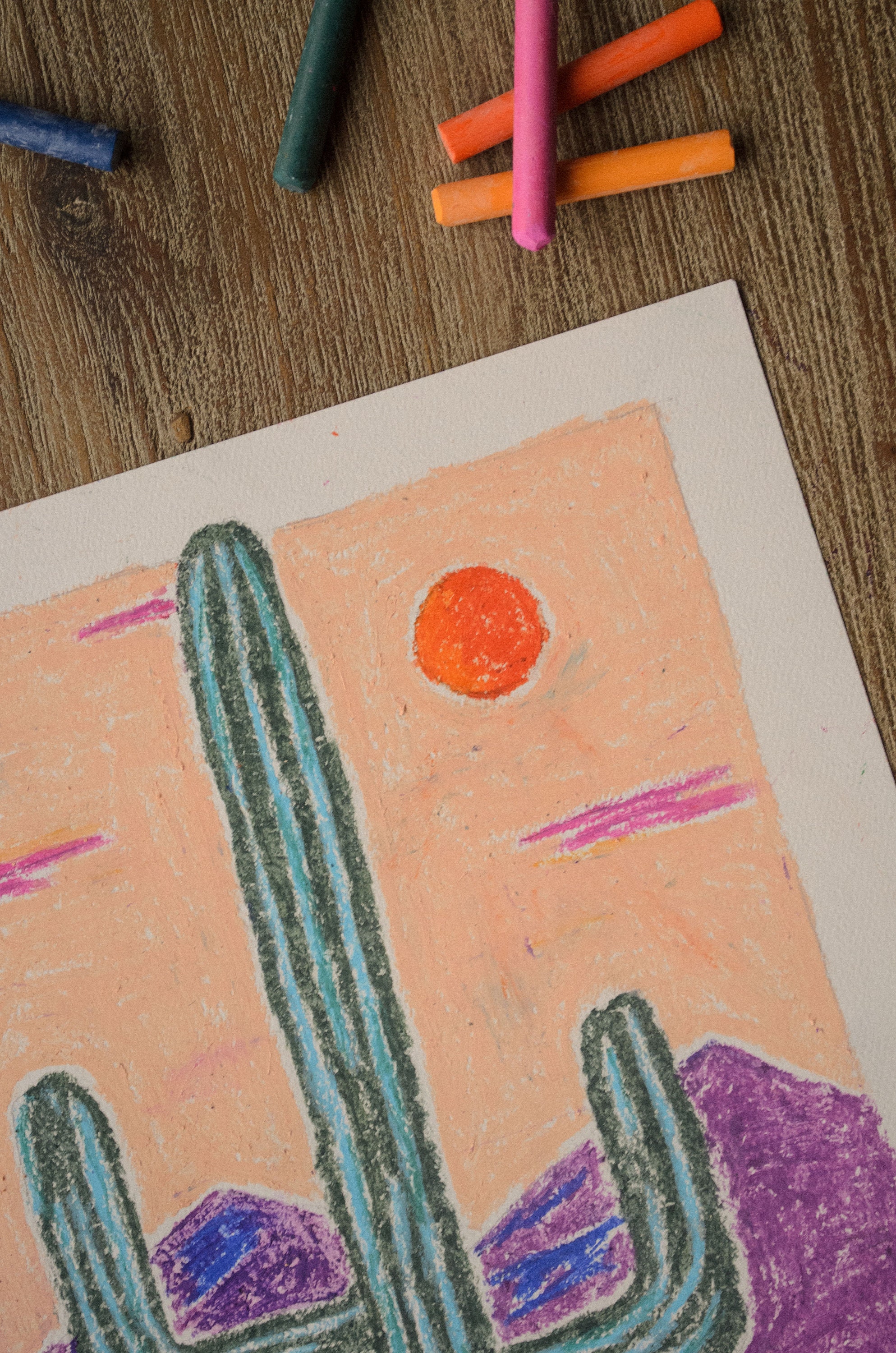 Prickly Pete / Cactus Oil Pastel / Original Art / Wall Art - Etsy