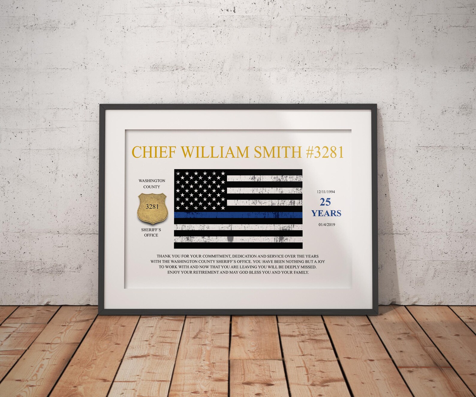 Retirement Plaque/ Farewell Gift/ Police Officer/ Law Enforcement ...