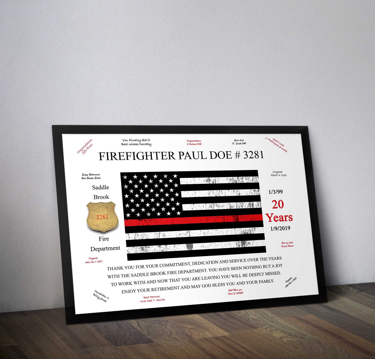 Firefighter Retirement Plaque / Farewell Gift/ Digital Copy - Etsy