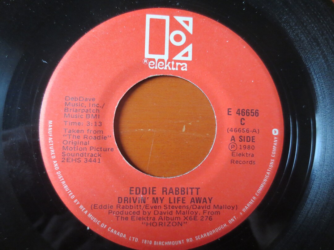 EDDIE RABBITT, 45 Rpm Records, DRIVING My Life Away, Eddie Rabbitt ...