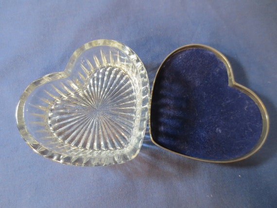 Vintage Glass Heart Box Vintage Cut Glass Cut Glas Gem