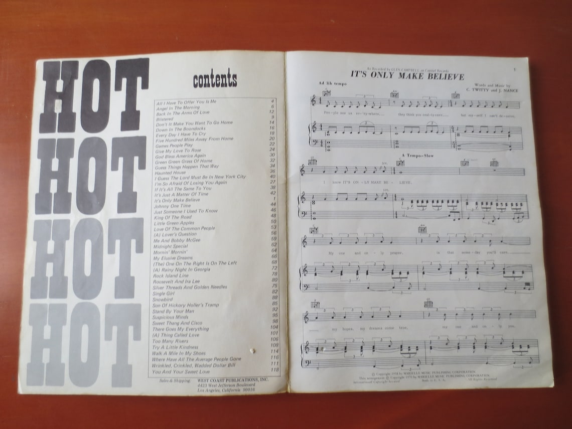Vintage Book CLASSIC COUNTRY SHEET Music Music Book Piano - Etsy