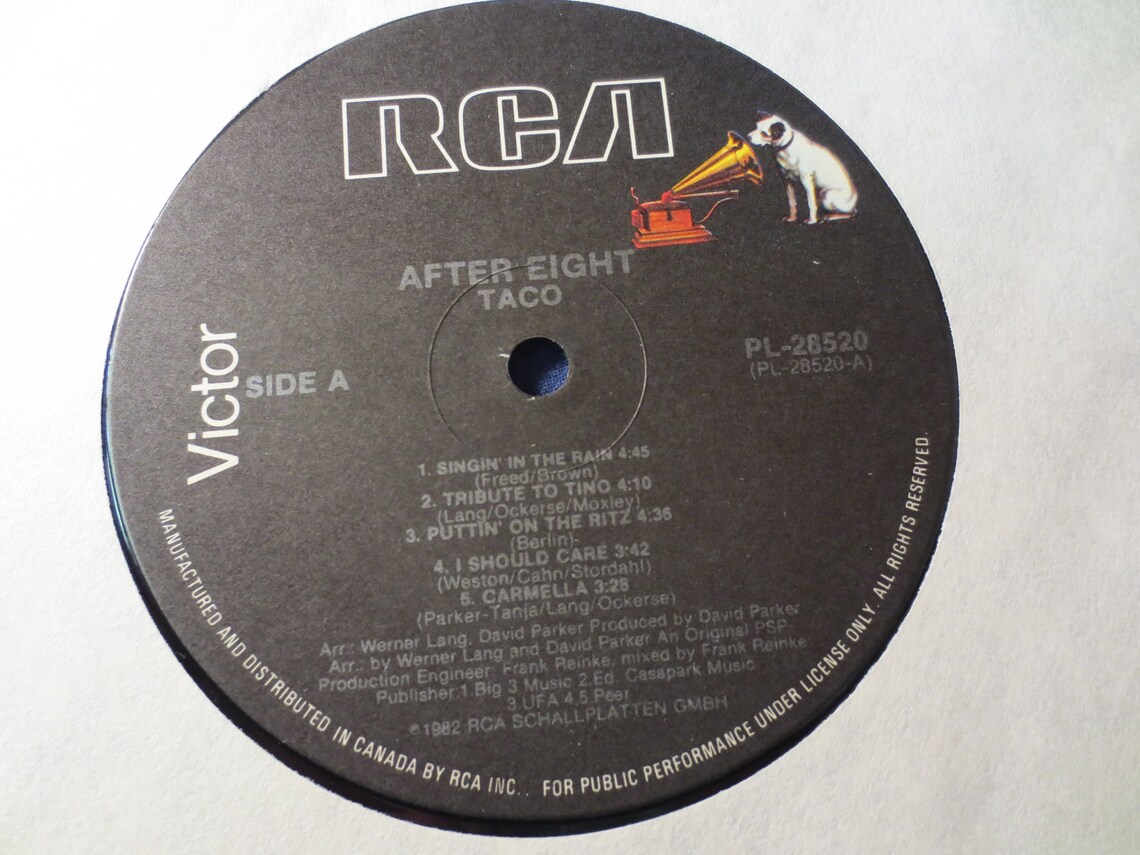 Vintage Records TACO Records Taco AFTER EIGHT Taco Albums - Etsy