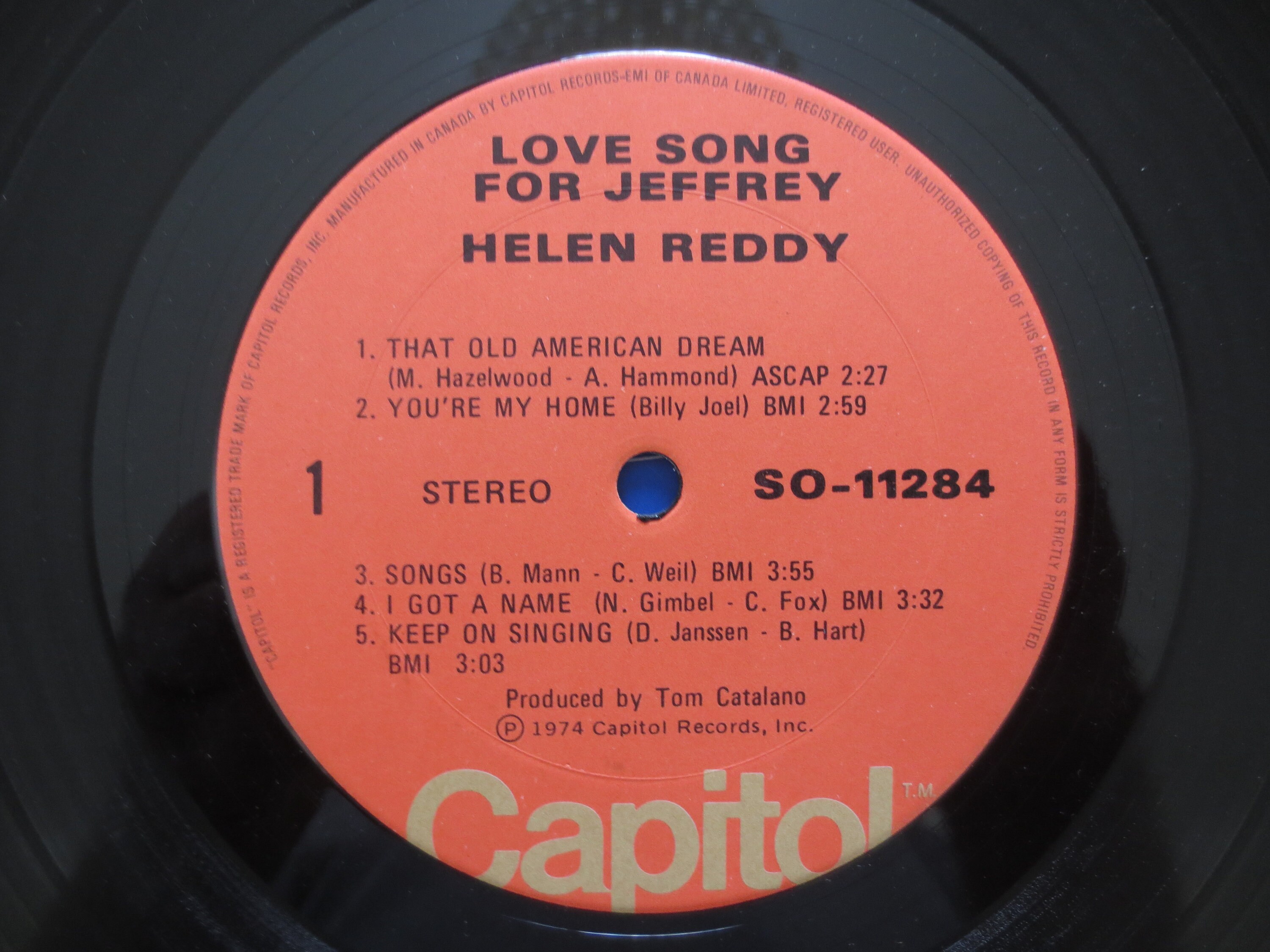 Vintage Records HELEN REDDY Record LOVE Song for Jeffrey | Etsy