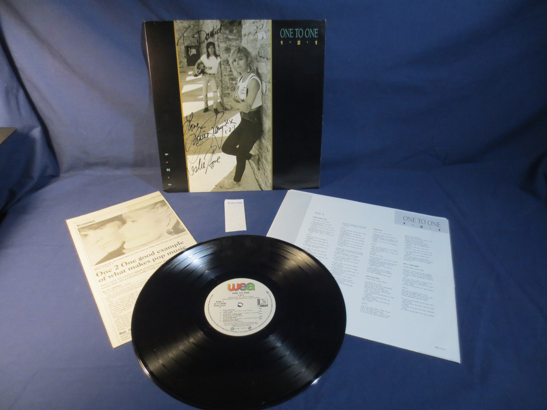 Vintage Records ONE to ONE Record AUTOGRAPHED Record 121 - Etsy