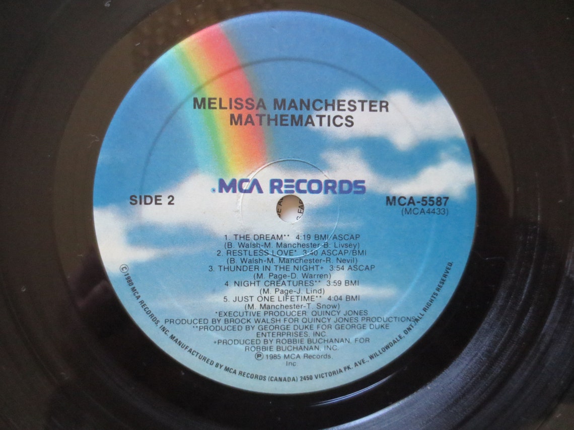 Vintage Records MELISSA MANCHESTER Mathematics Album Pop | Etsy