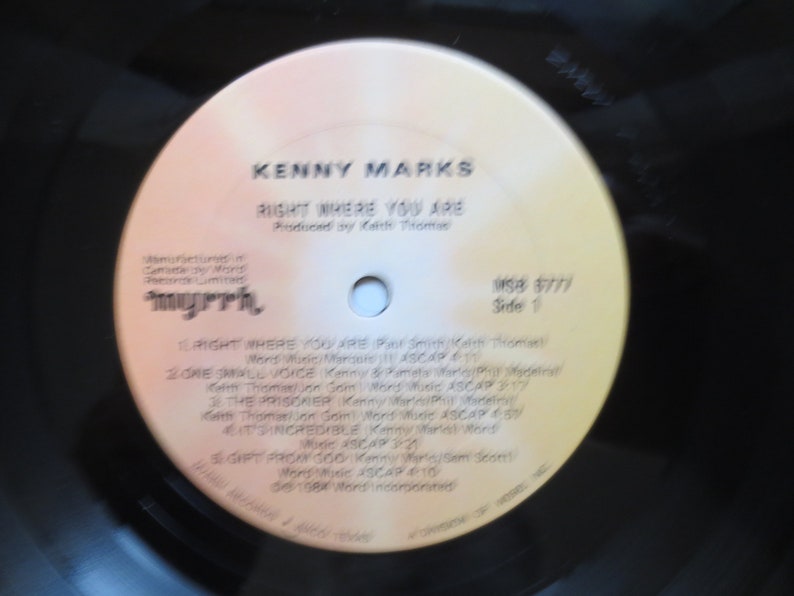 Kenny Marks - Right Where You Are Vinyl Record - 1984 - Etsy
