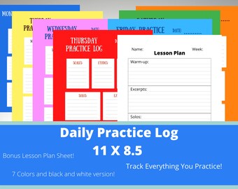 PRACTICE TRACKER Simple Black & White for Music Teachers - Etsy