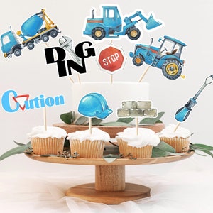 Boys Construction Cake Toppers, Party Favours, Boys Centrepieces ...