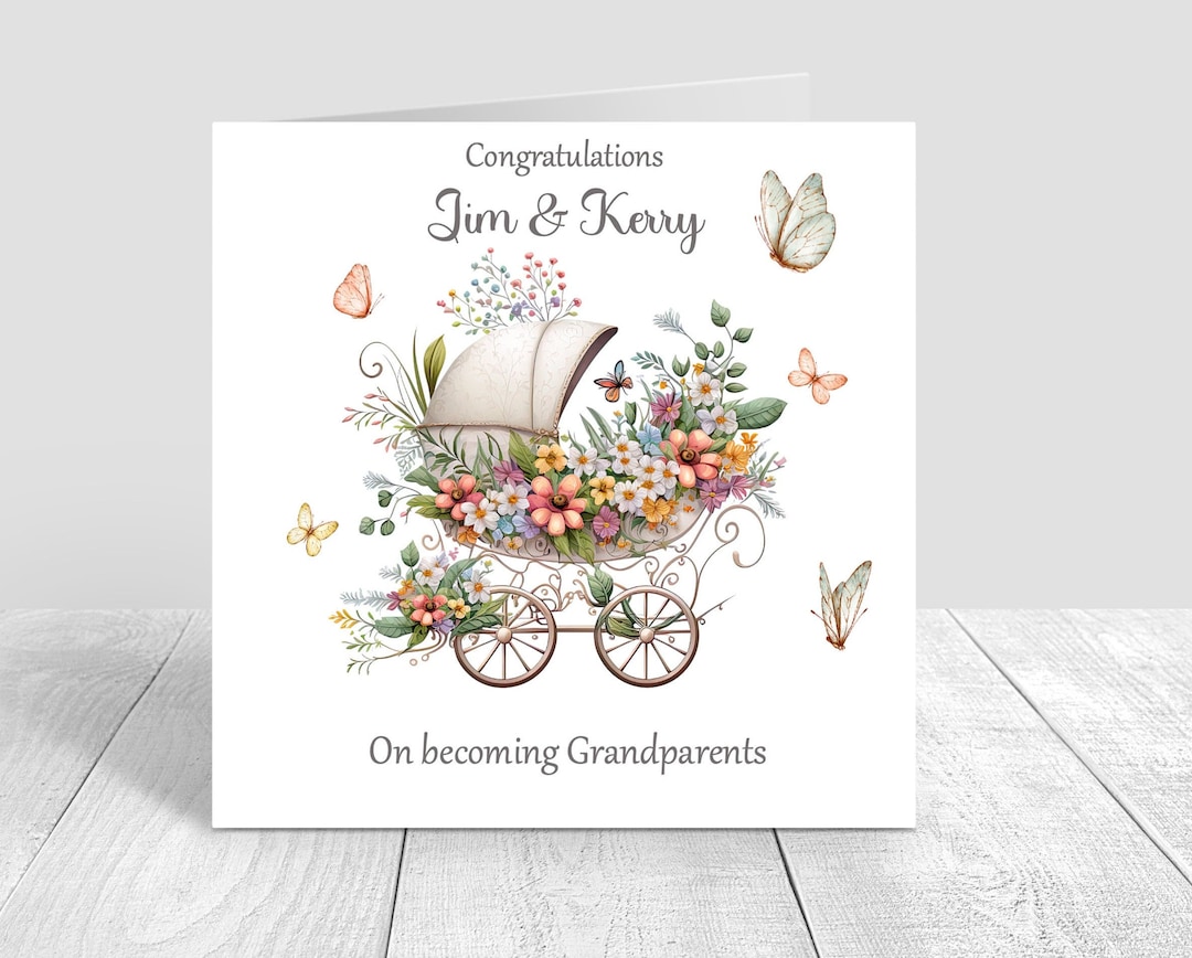 Personalised Congratulations on Becoming Grandparents Card Pram Theme ...