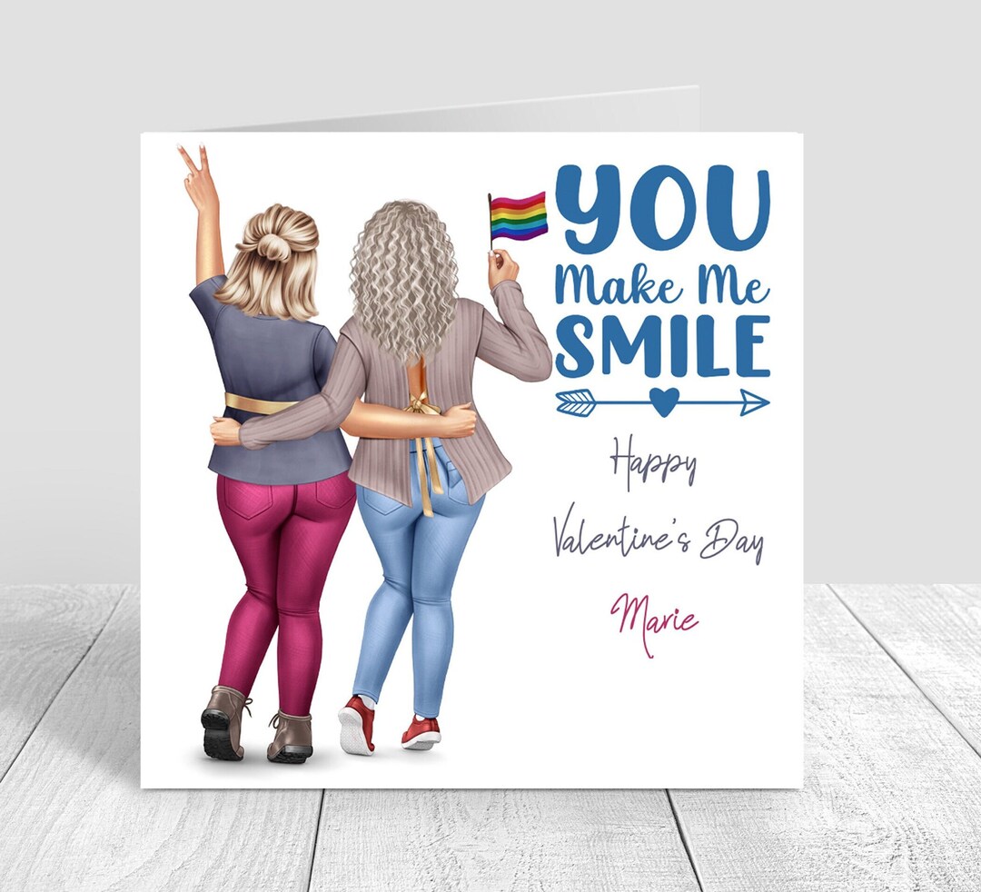 Personalised Happy Valentines Day Card Same Sex Couple Valentines Day
