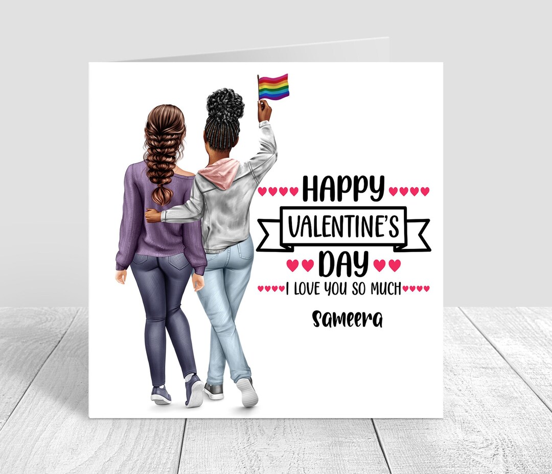 Personalised Happy Valentines Day Card Same Sex Couple Valentines Day