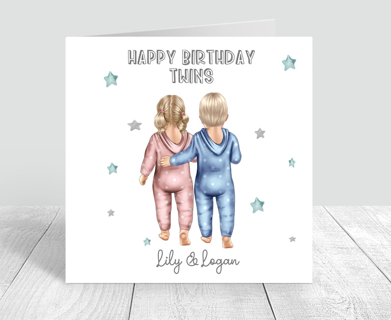 Personalised Twins Birthday Card Twin Girl/twin Boy Handmade and ...