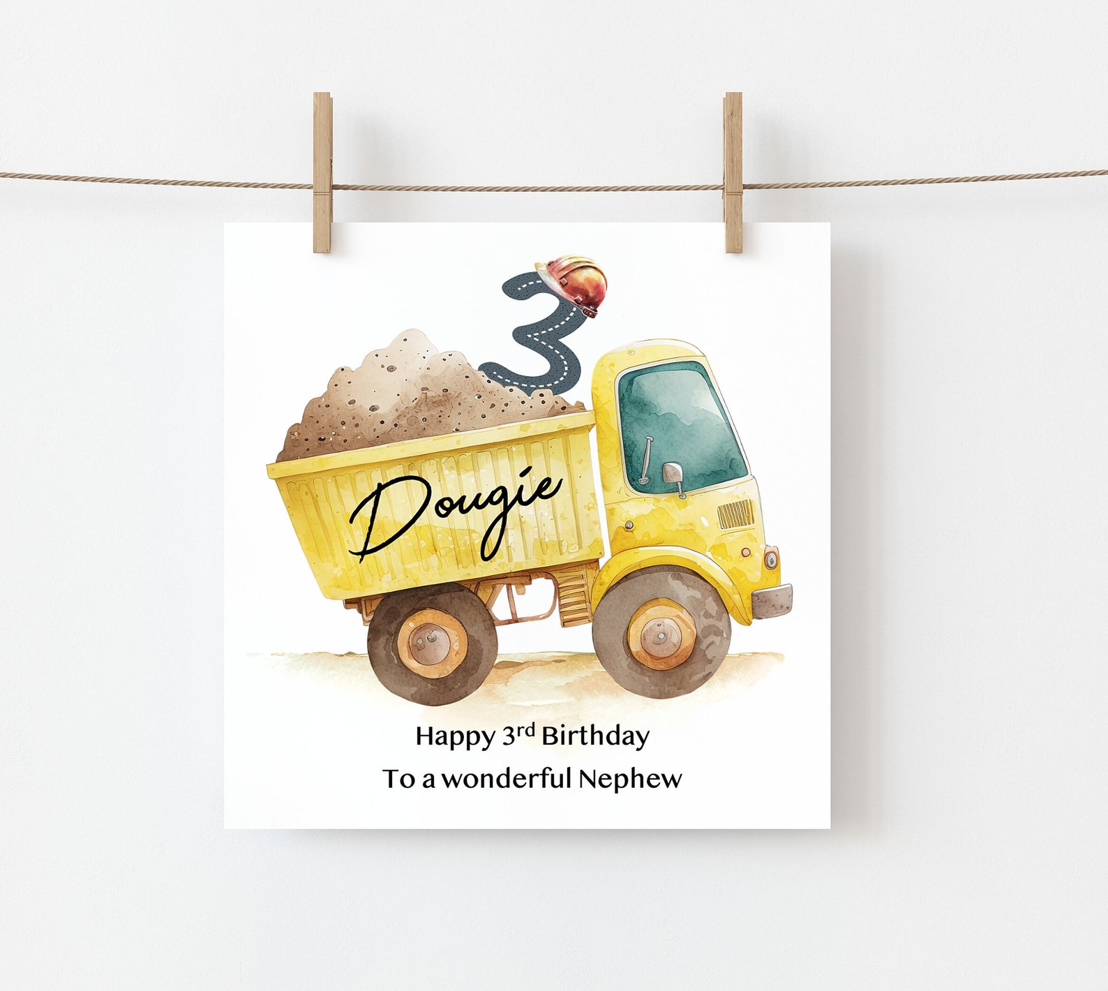 Personalised Boys Digger Birthday Card 1-10 Grandson Nephew Son Cousin ...