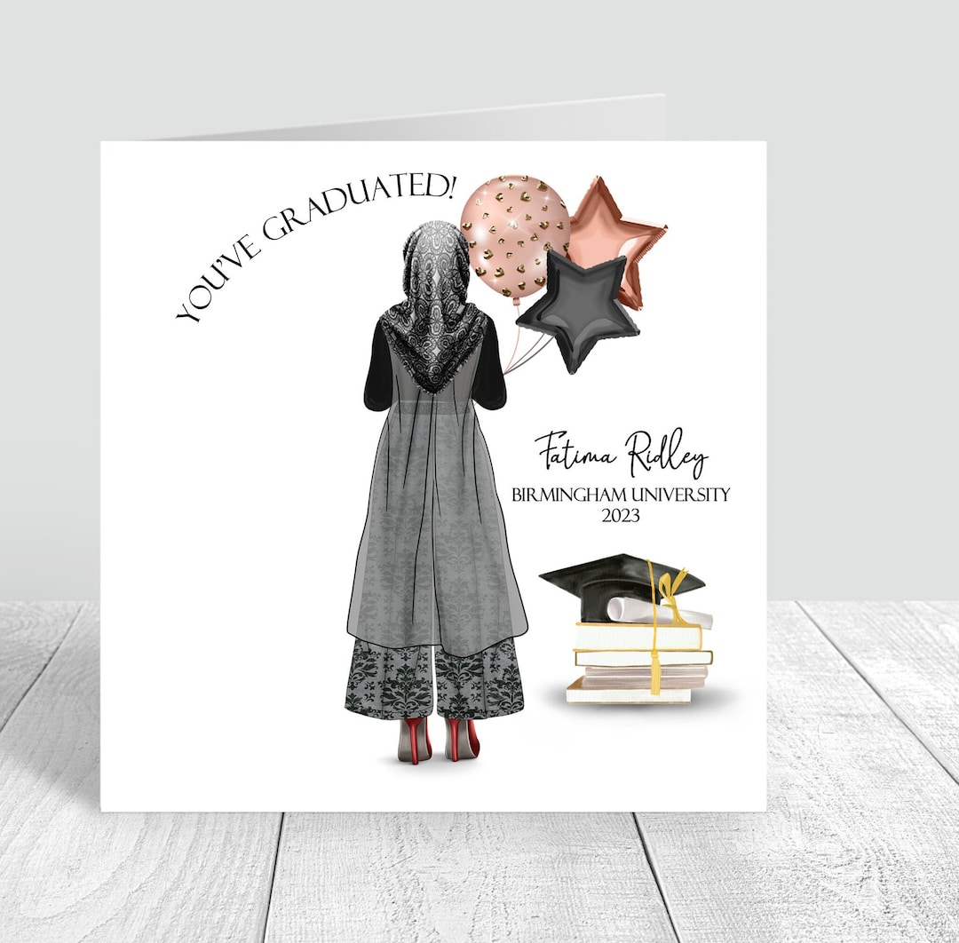 Graduation Card for Muslim Women Personalised Congratulations / Well ...