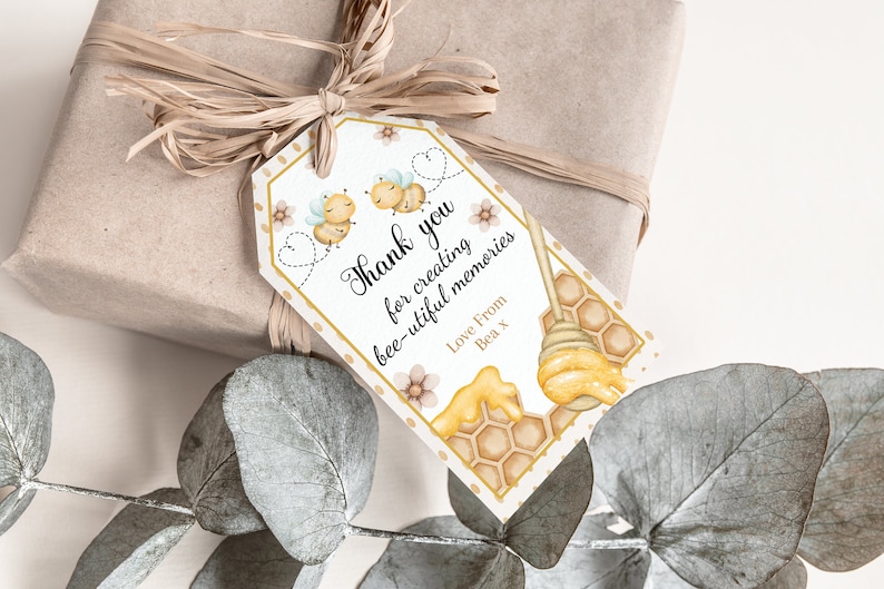 Personalised Bee Thank You Gift Tags, Birthday Party Tags, Favours ...