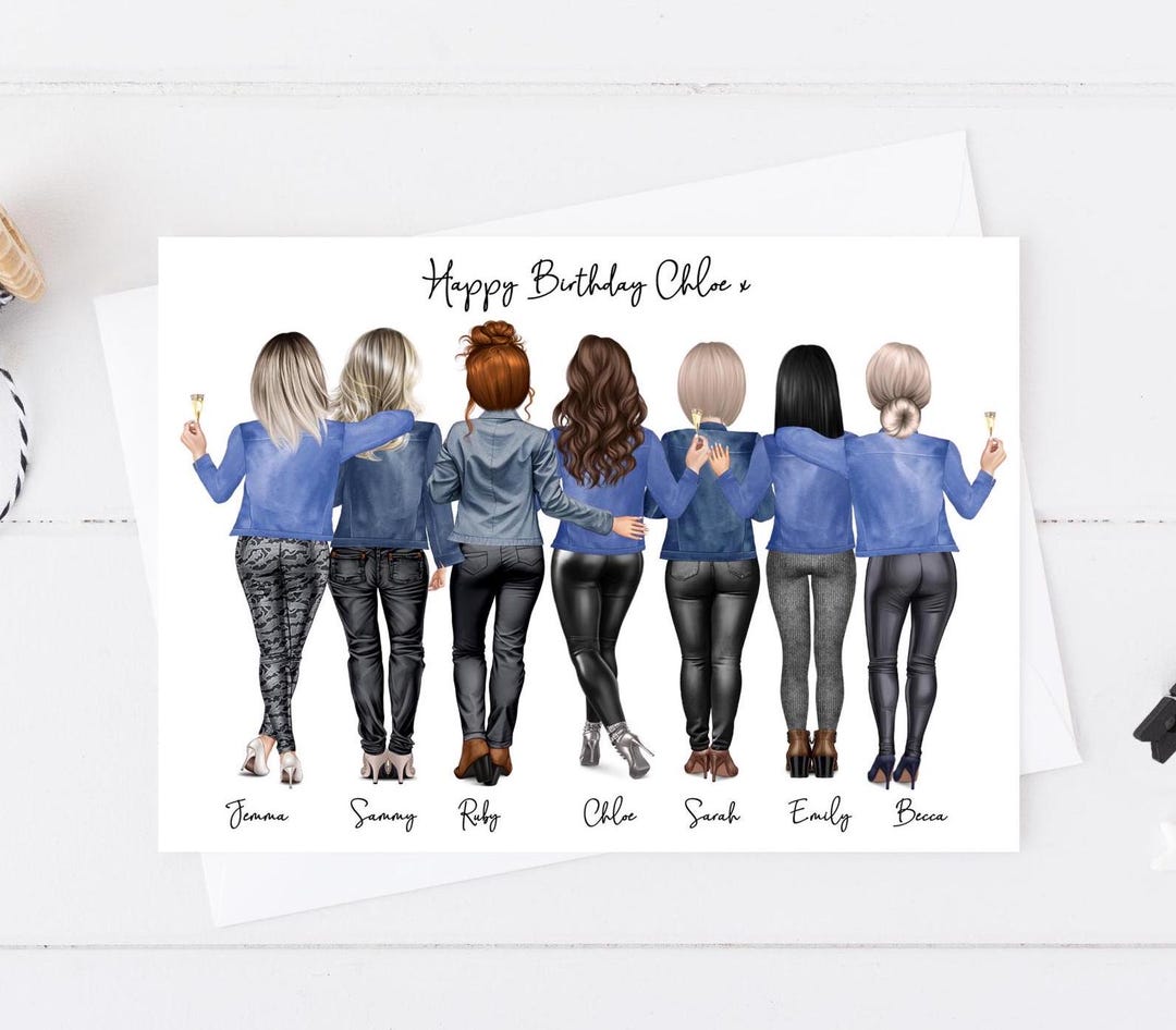 Women's Personalised Birthday Card Girl Group Women's Handmade 18th ...