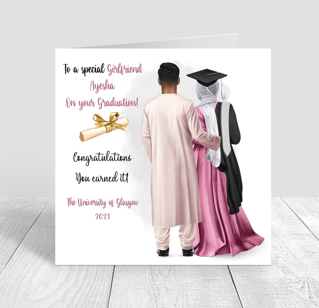Muslim Girlfriend Graduation Card Personalised Handmade Card ...