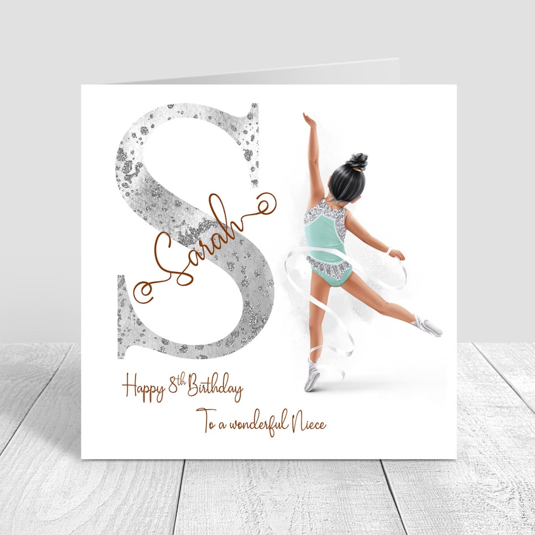 Personalised Girls Birthday Card Gymnast Greeting Card for Daughter ...