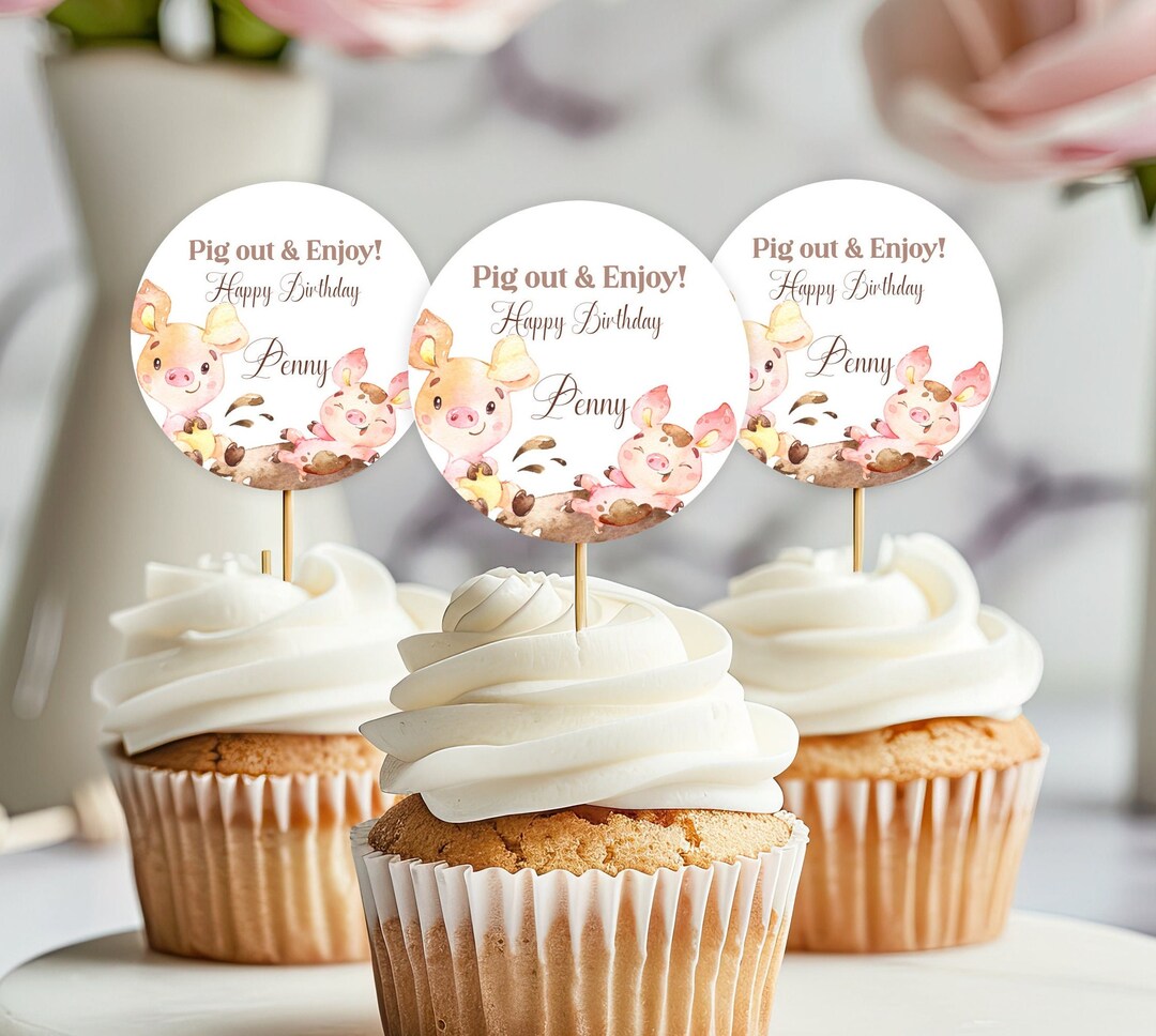 Girls Personalised Cake Toppers, Farm Animal Centrepieces, Pig Out Cake ...