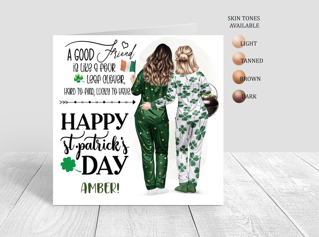 Personalised Women's St Patricks Day Card Best Friend, Good Luck Clover ...