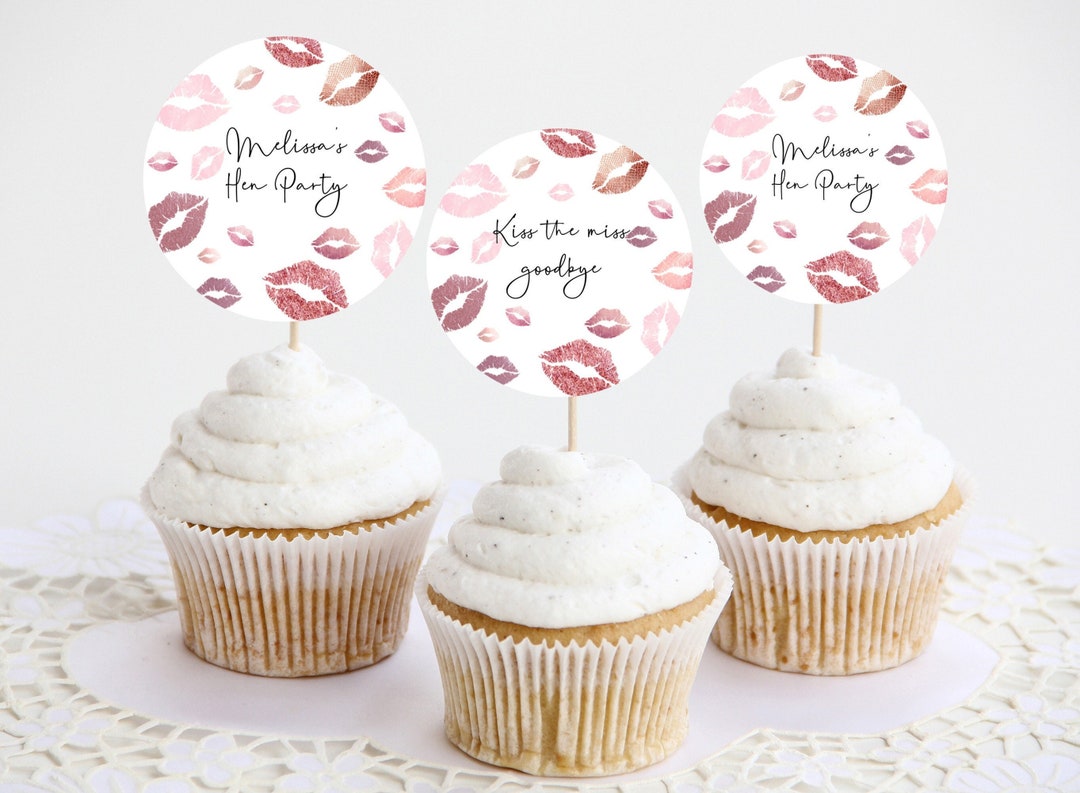 Personalised Hen Party Toppers Kiss the Miss Goodbye Party Decor Bride ...