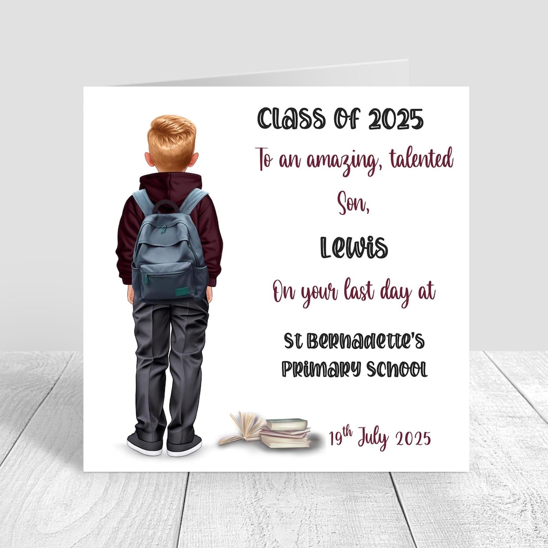 Personalised Y6 Boys School Leavers Card, Last Day Primary School,high ...