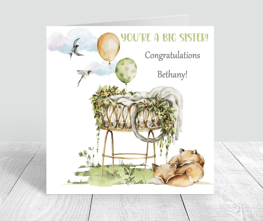 Personalised Congratulations on Becoming a Big Sister Card Girls, New ...