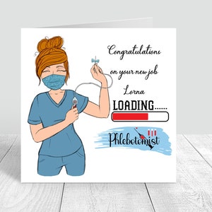 Congratulations New Job Card Phlebotomist Nurse Handmade Card New Job ...