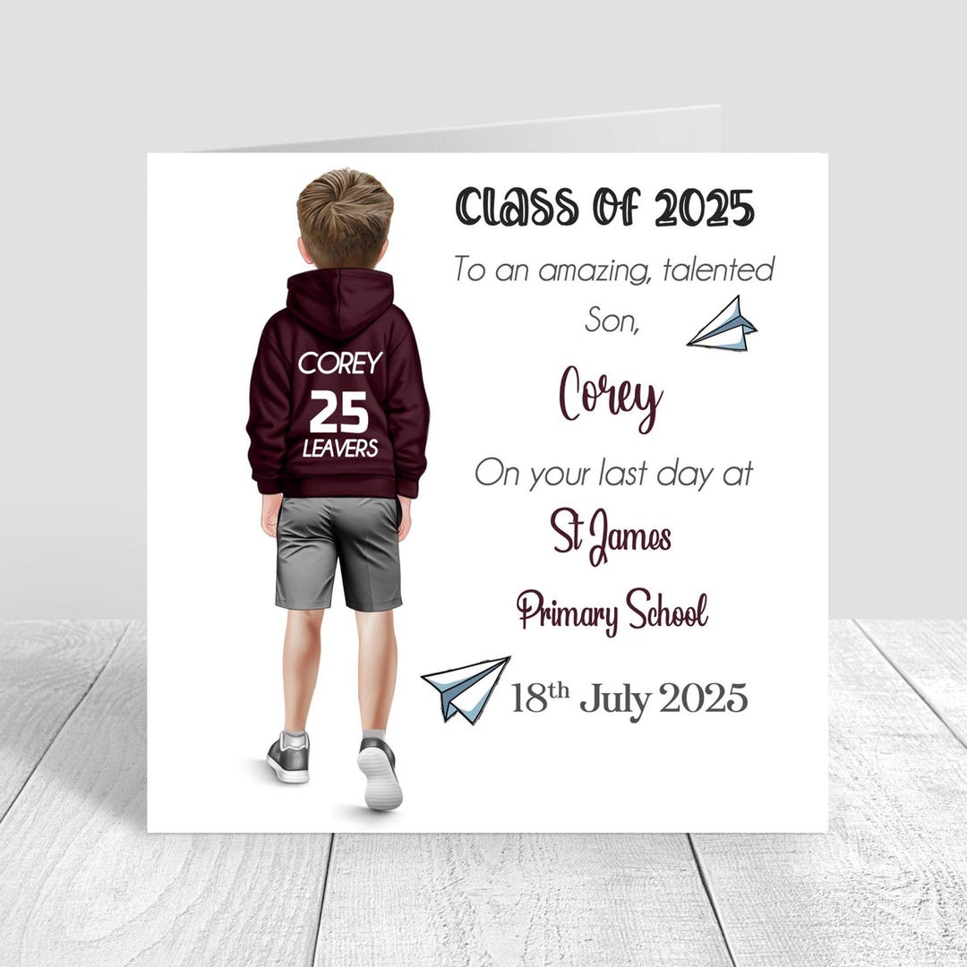 Personalised Y6 Boys School Leavers Card, Last Day Primary School,high ...