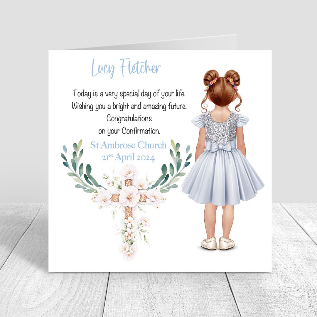 Girls Confirmation Card Handmade Personalised for Girls Granddaughter ...