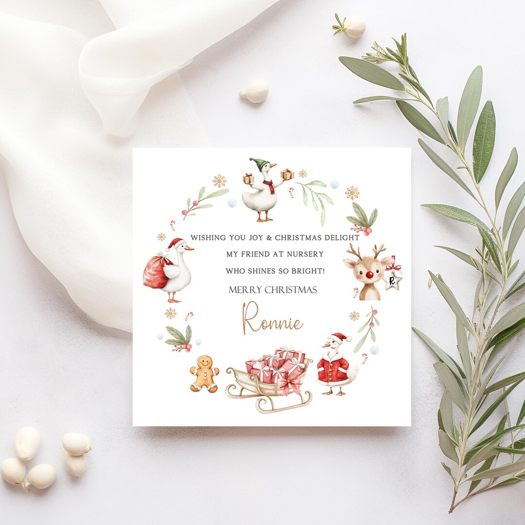 Personalised Nursery Friend Christmas Card • Kids Christmas Card ...