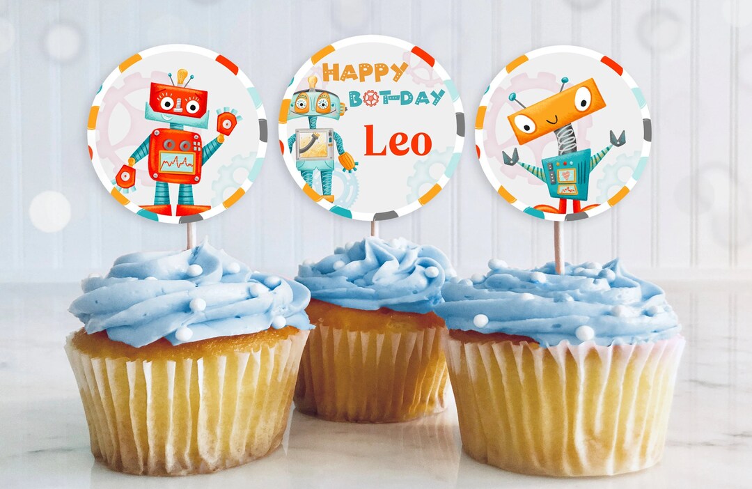 Personalised Robots Cake Topper Robot Cake Decor Upgrading Age Boys ...