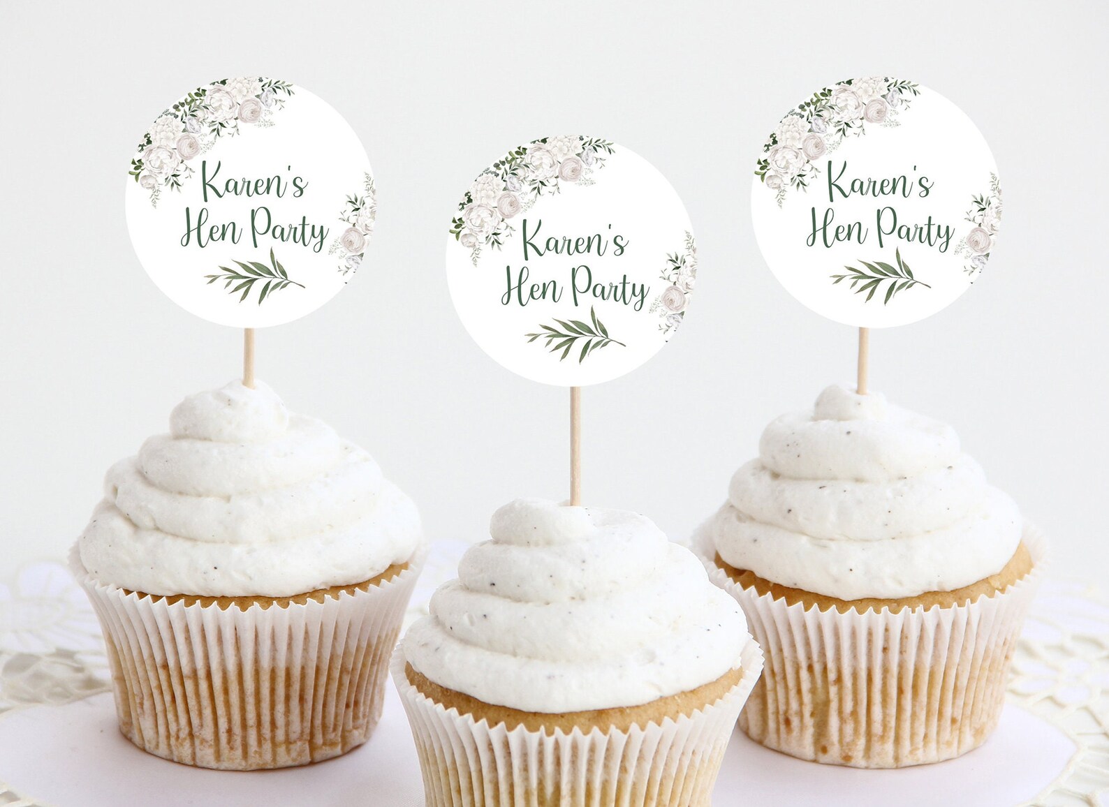 Personalised Hen Party Cupcake Toppers Floral | Elegant | Simple Cake ...