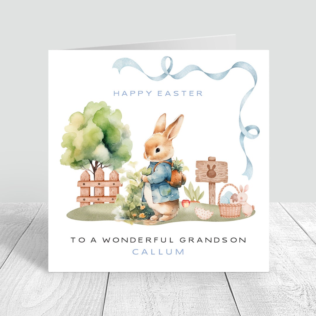 Personalised Boys Easter Card, Easter Bunny Card,son Easter Card ...