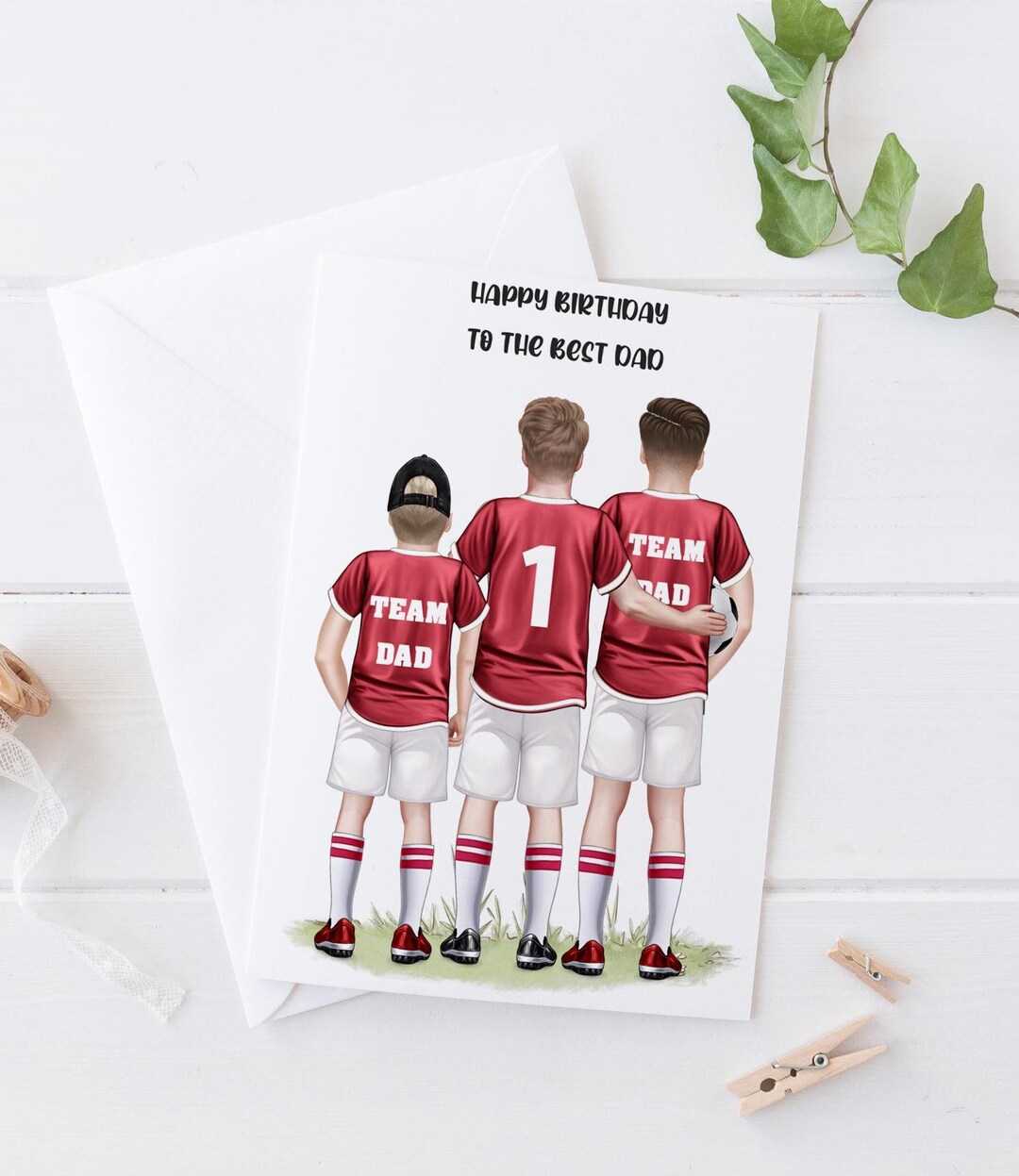 Personalised Dad Happy Birthday Card Football | Football Team | Red ...