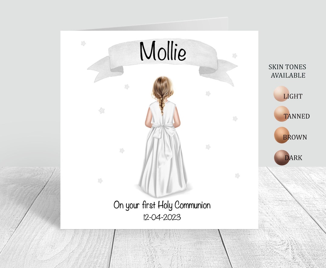Girls First Holy Communion Card Handmade Personalised for Girls ...