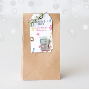 Personalised Thanks a Bot Girls Party Favour Tags ,robot Gift Labels ...