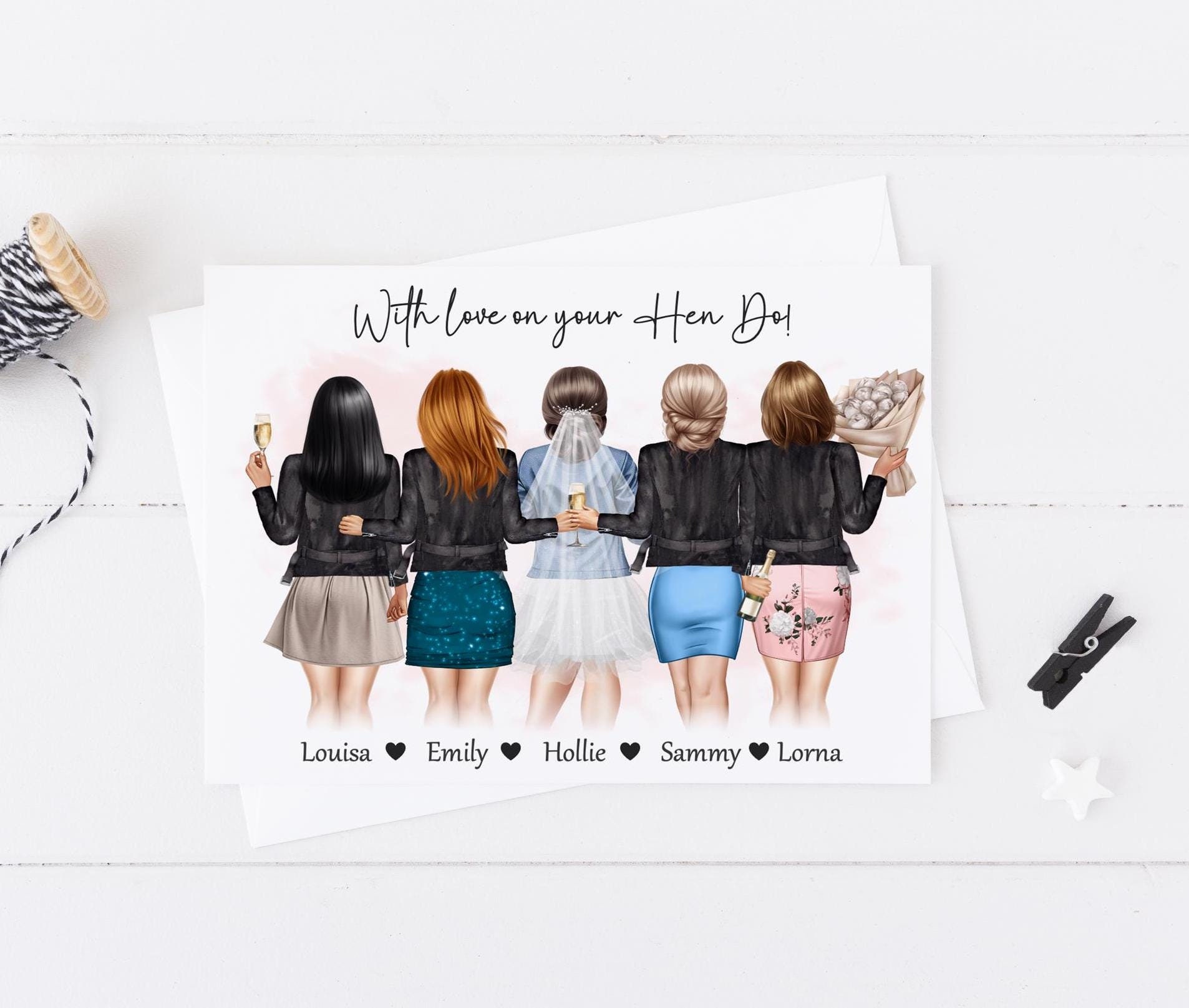 Personalised Womens Hen Party Handmade Card / Bachelorette Gift for ...