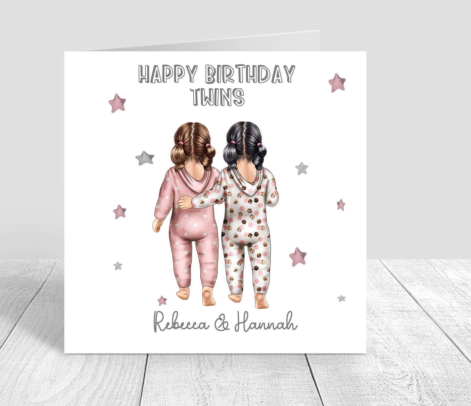 Personalised Twins Birthday Card Twin Girls Handmade and - Etsy