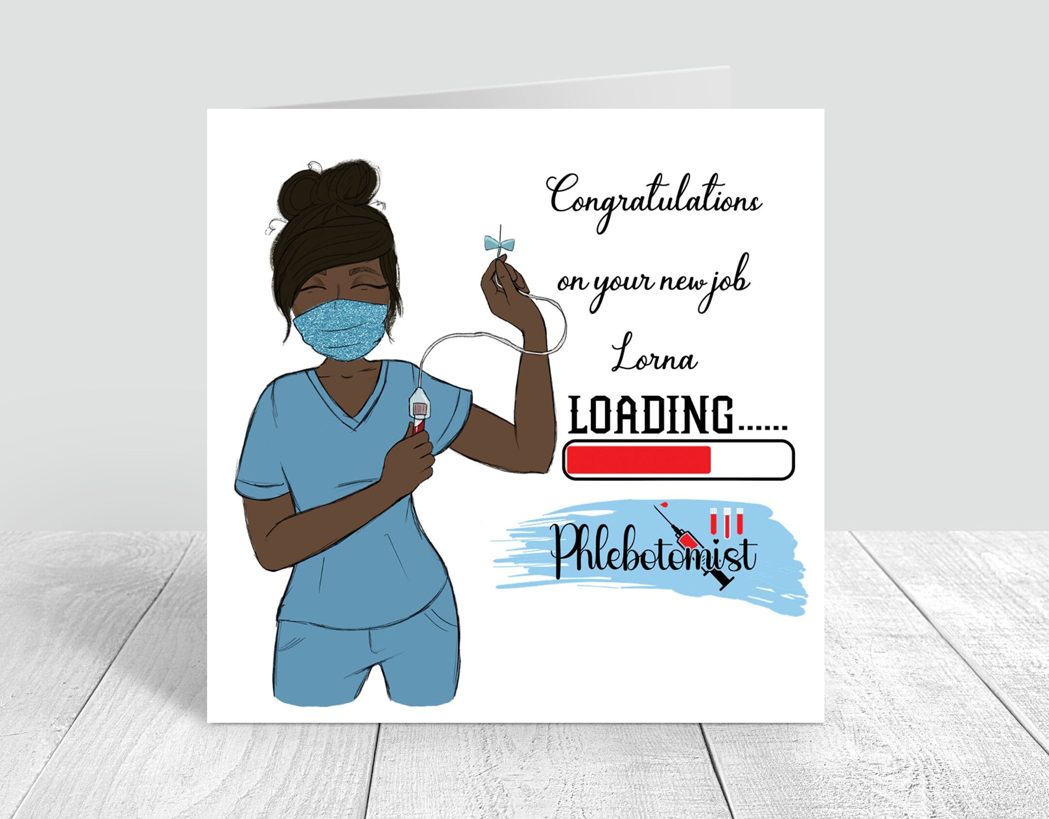 Congratulations New Job Card Phlebotomist Nurse Handmade Card New Job ...
